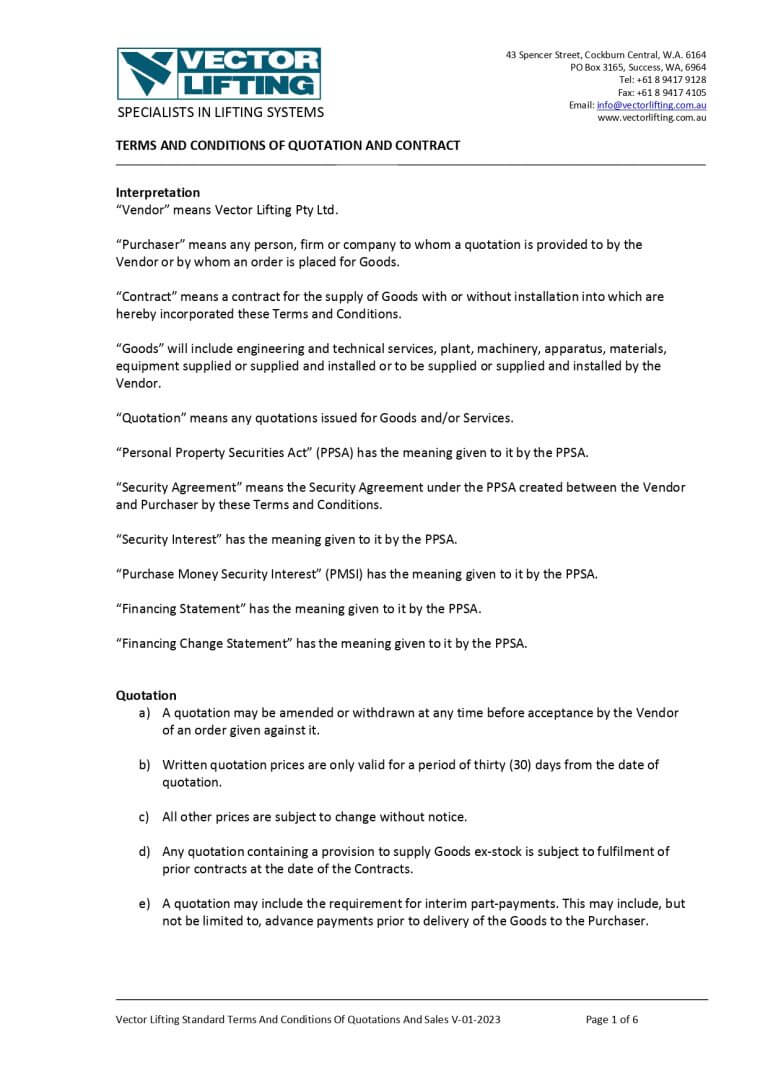 Certifications and Policies - Vector Lifting Vector Lifting